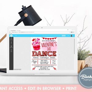 Valentines Day Flyer, Printable School Dance Ticket Invitation ...