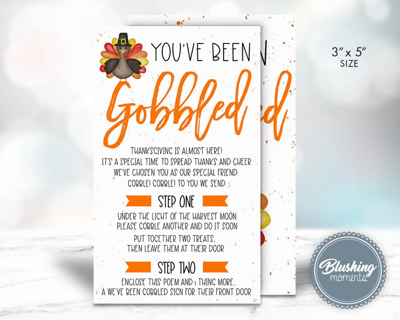 You've Been GOBBLED-THANKSGIVING Turkey'd GAME- We've Been Gobbled ...