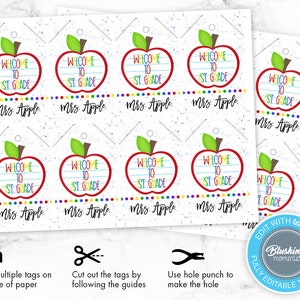 EDITABLE Back to School Printable, School Gift Tags, Teacher Printable ...