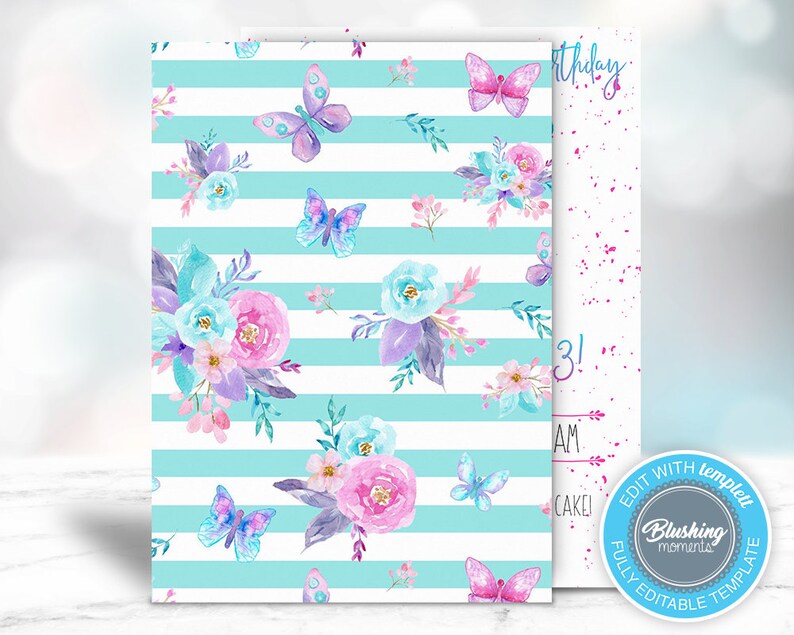 EDITABLE Butterfly Birthday Invitationbutterfly Partyspring - Etsy