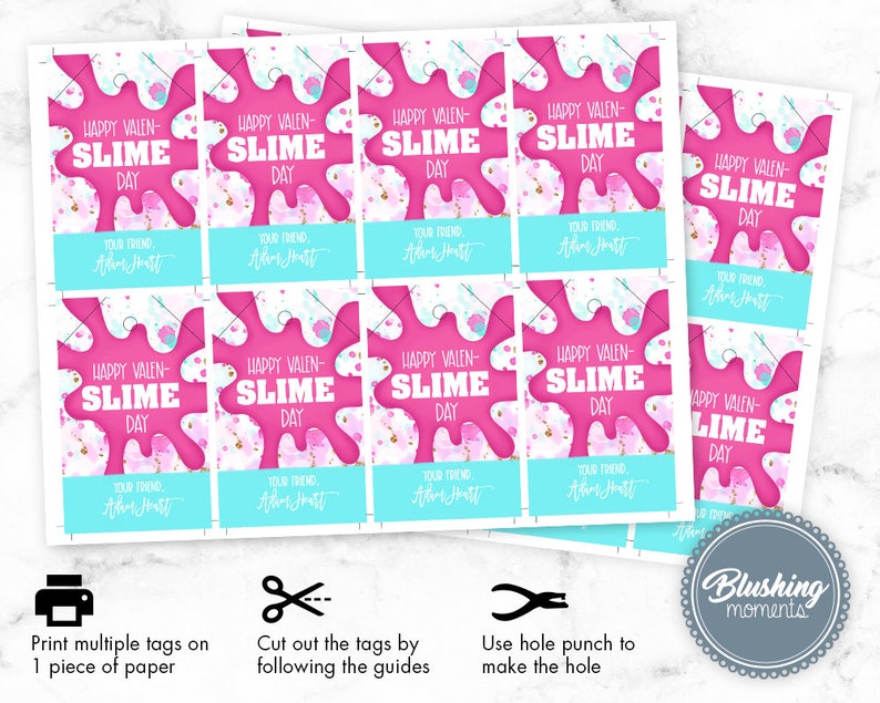 Slime Valentine's Day Tags Printable Valentine Classroom | Etsy