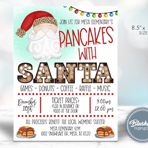 EDITABLE Pancakes With Santa Flyer, Breakfast With Santa Invitation ...