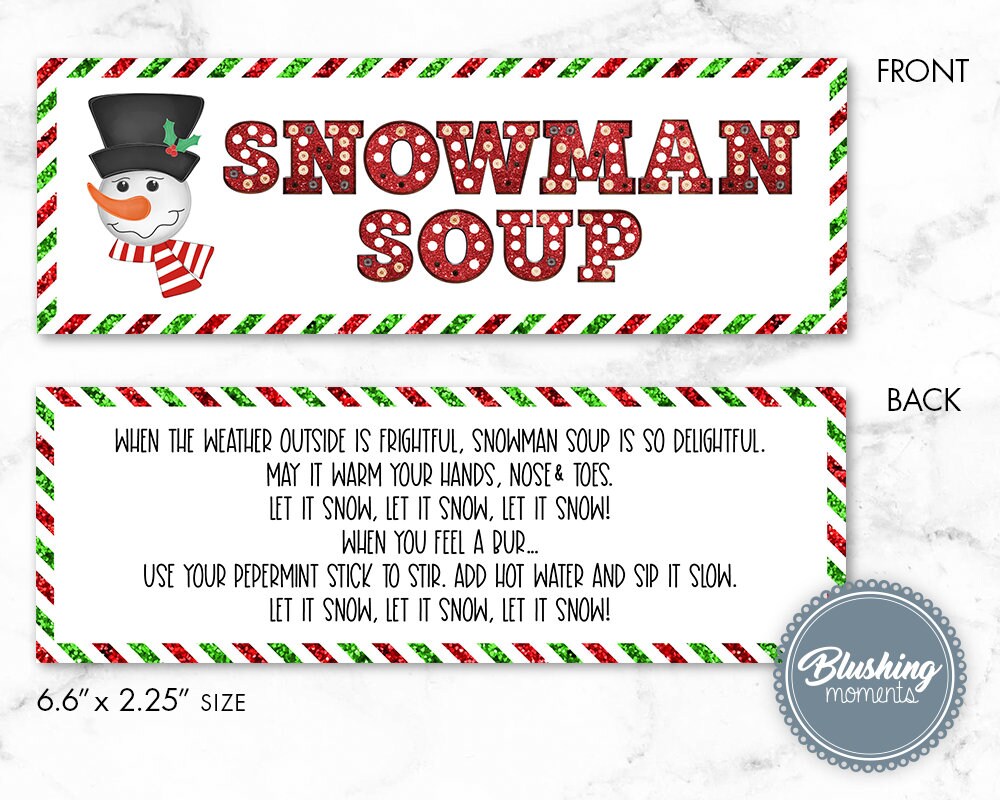 EDITABLE Snowman Soup Treat Bag Topper, Christmas Bag Toppers, Snowman ...