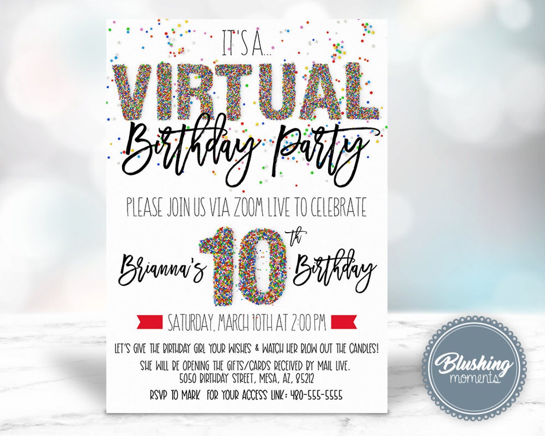 EDITABLE Virtual Birthday Invitation, Online Social Distancing Hangout ...