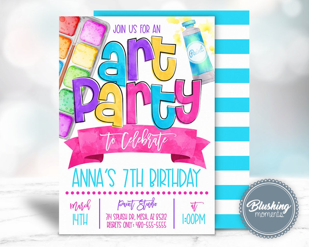 ART PARTY INVITE - Art Party for Girl - Girl Paint Invite - Art ...