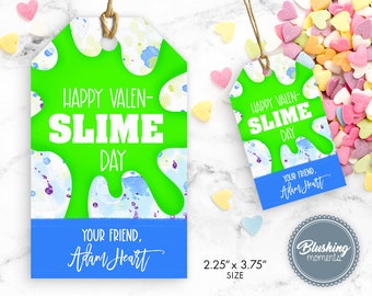 Slime Valentine's Day Tags Printable Valentine Classroom | Etsy