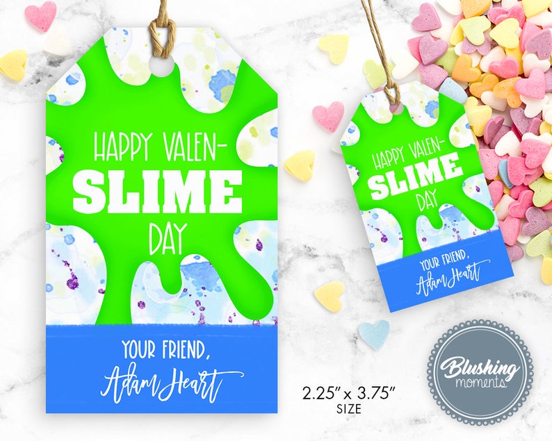 Slime Valentine's Day Tags Printable Valentine Classroom | Etsy