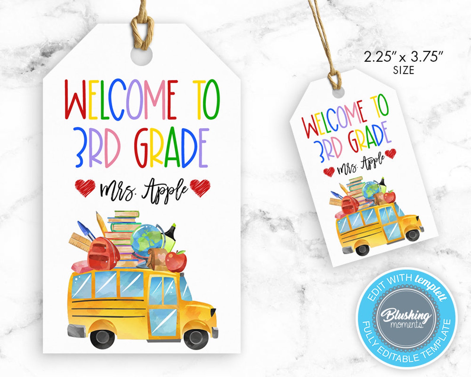 EDITABLE Back to School Printable School Gift Tags Teacher - Etsy