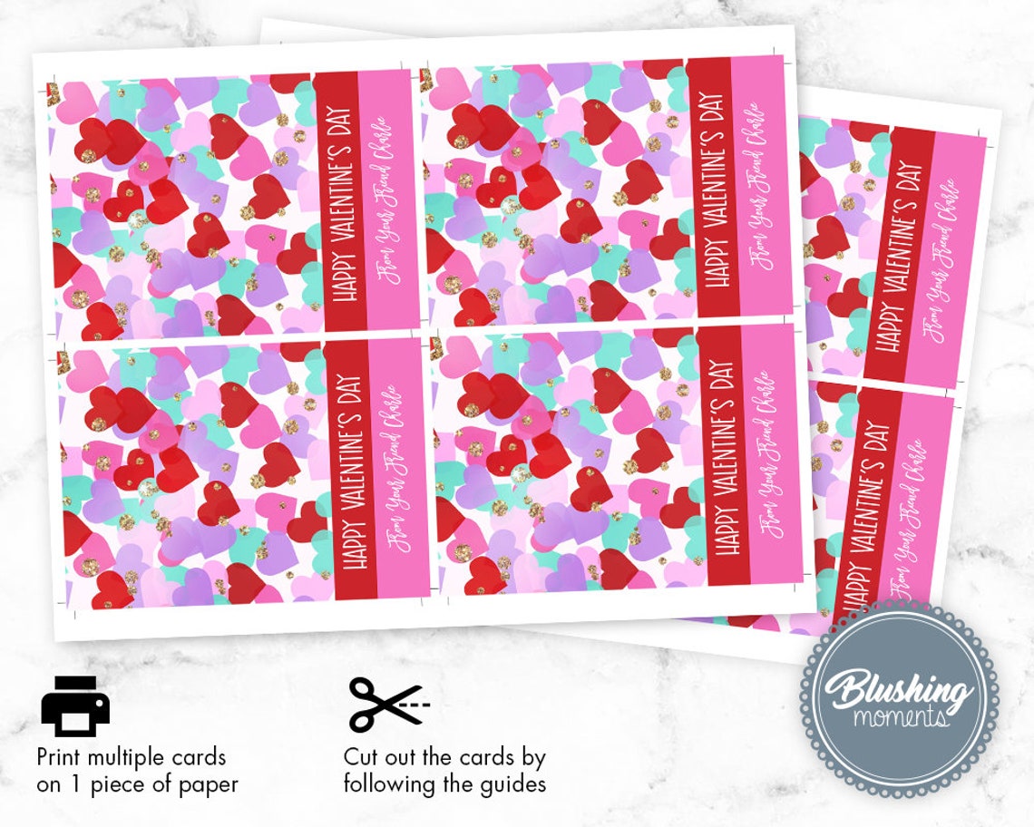 Cookie Card Printable Valentine Template Diy-editable Mini Cookie Cards ...