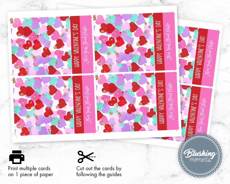 Cookie Card Printable Valentine Template Diy-editable Mini Cookie Cards ...