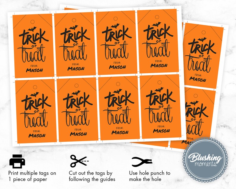 EDITABLE Halloween Trick or Treat, Thank You Gift Tags, Printable Party ...