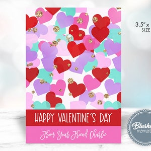 Cookie Card Printable Valentine Template Diy-editable Mini Cookie Cards ...