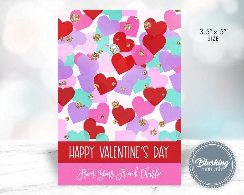 Cookie Card Printable Valentine Template Diy-editable Mini - Etsy