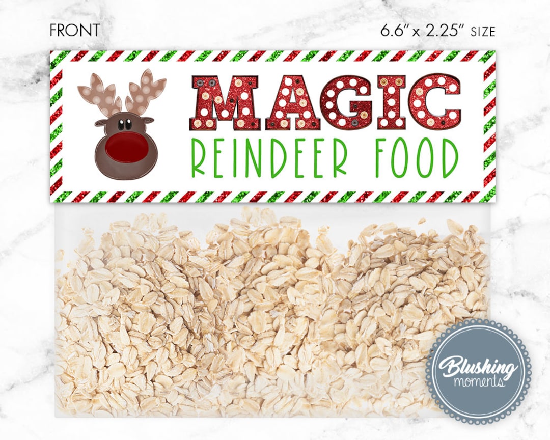 EDITABLE Magic Reindeer Food Treat Bag Topper, Christmas Bag Toppers ...
