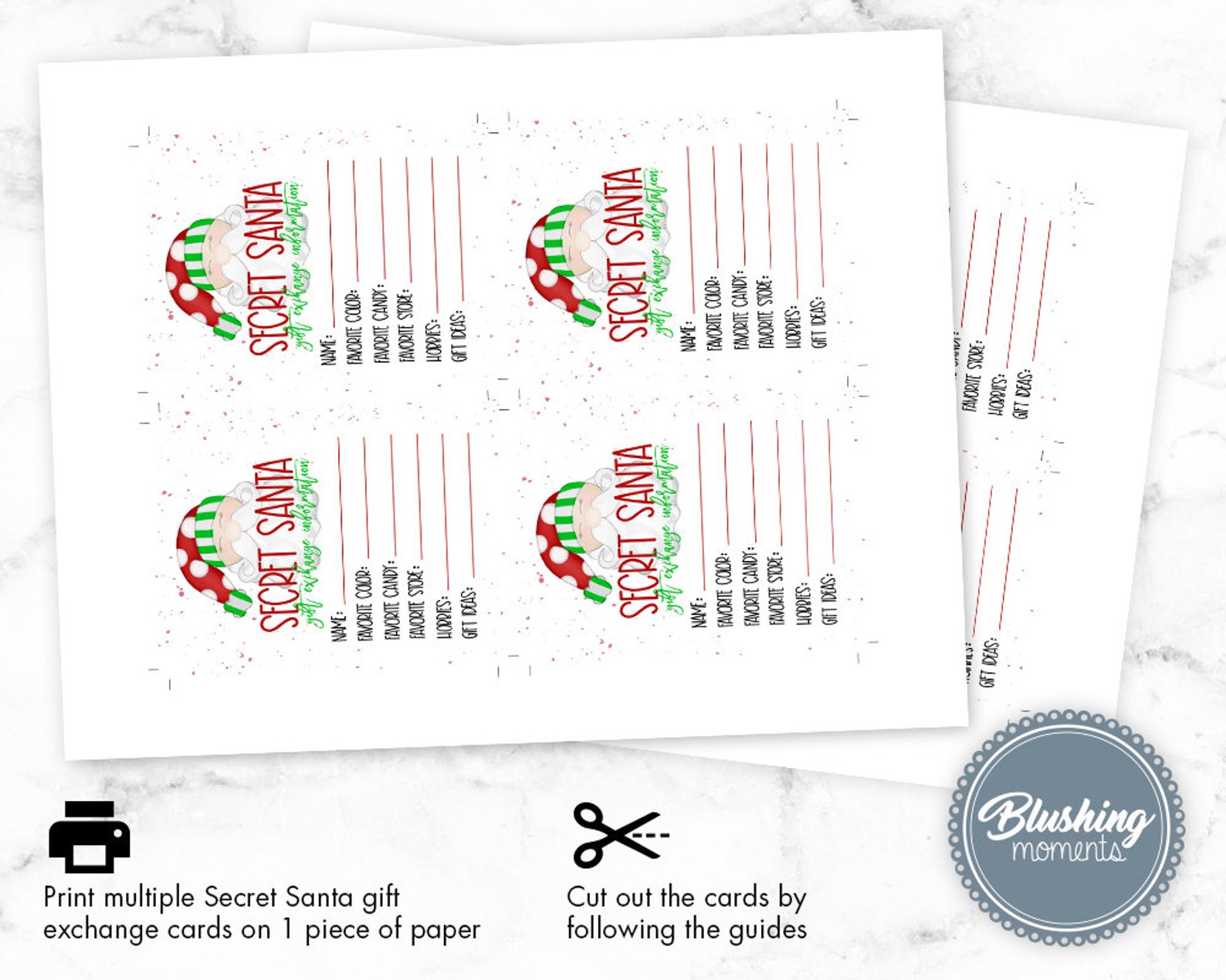 SECRET SANTA Gift Exchange Cards Printable-christmas Gift Wish - Etsy