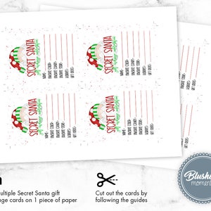 SECRET SANTA Gift Exchange Cards Printable-christmas Gift Wish List ...