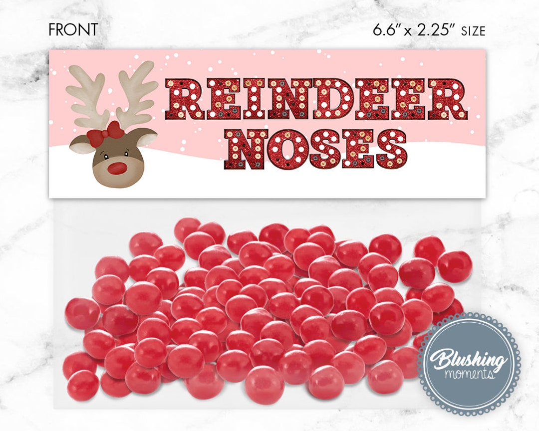 EDITABLE Reindeer Noses Treat Bag Topper, Christmas Bag Toppers ...