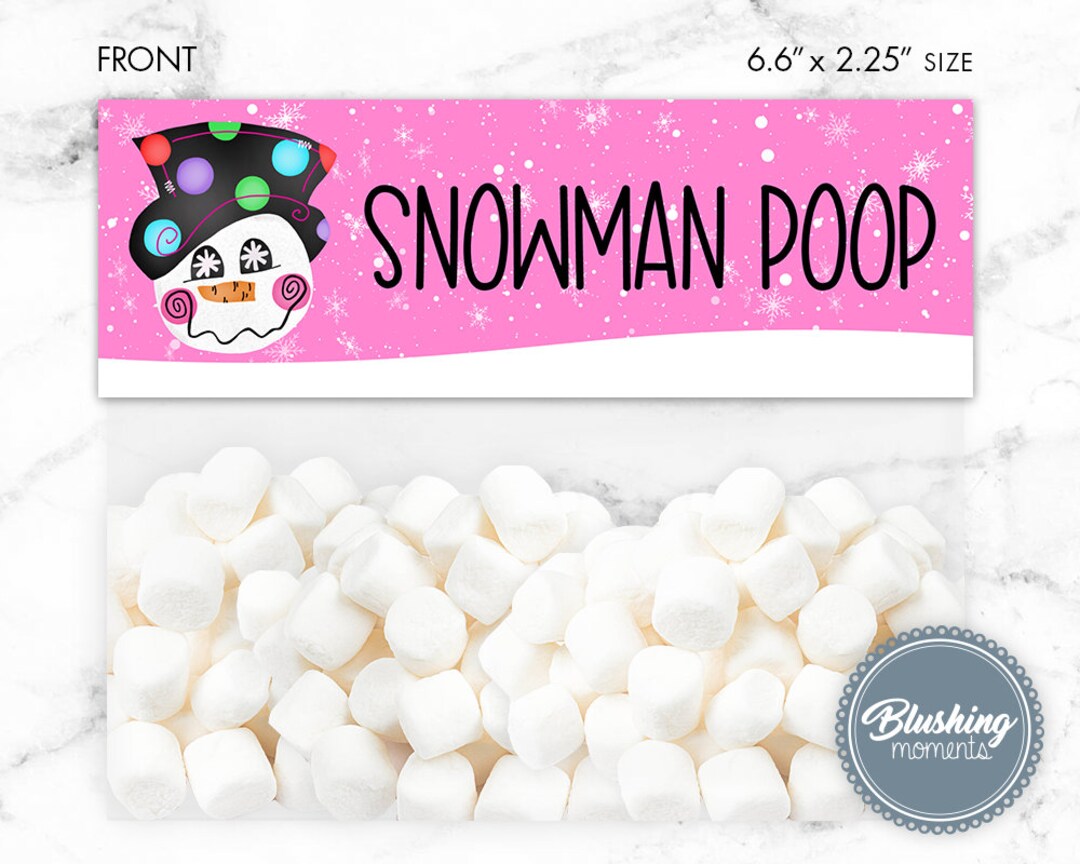 EDITABLE Snowman Poop Treat Bag Topper, Christmas Bag Toppers, Snowman ...