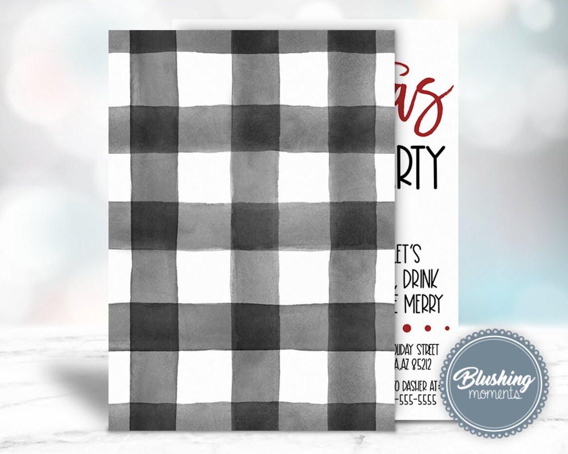 EDITABLE Christmas Party Invitation Buffalo Plaid - Etsy