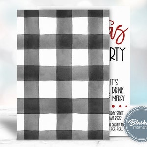 EDITABLE Christmas Party Invitation, Buffalo Plaid Invitations ...