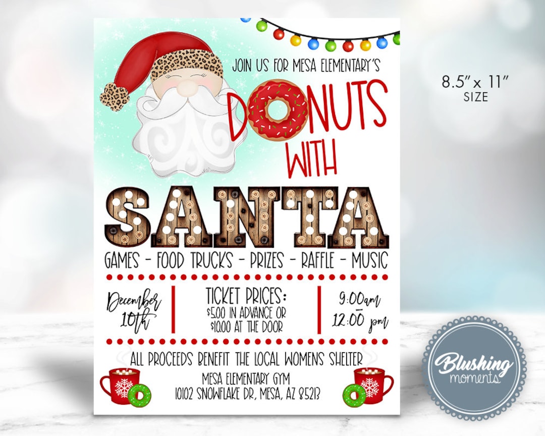EDITABLE Donuts With Santa Flyer, Donuts With Santa Invitation, Kids ...