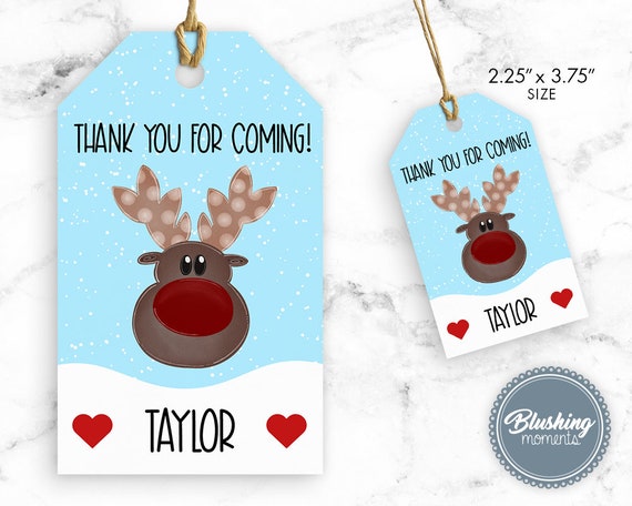 EDITABLE Christmas Hang Tag Deer Thank You Card Rudolph - Etsy