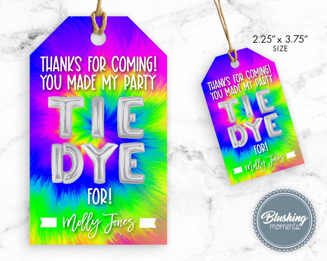 Tie Dye Tag-printable & Editable Rainbow Tie-dye Thank You Tags-tie Dye ...