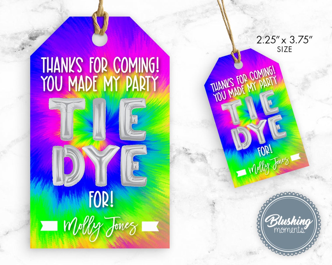 Tie Dye Tag-printable & Editable Rainbow Tie-dye Thank You - Etsy