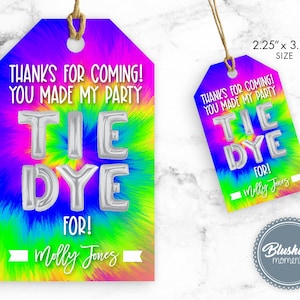 Tie Dye Tag-printable & Editable Rainbow Tie-dye Thank You Tags-tie Dye ...