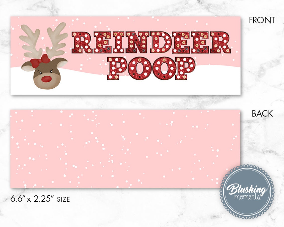 EDITABLE Reindeer Poop Treat Bag Topper Christmas Bag | Etsy