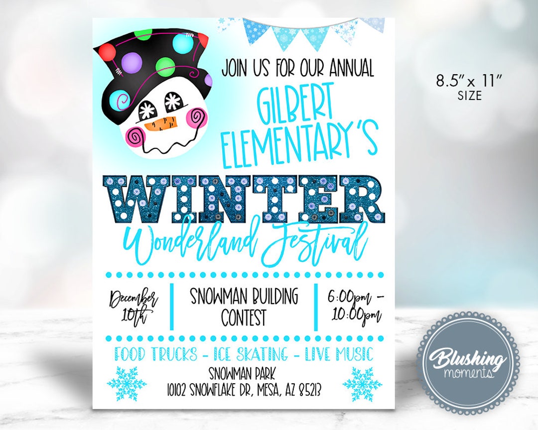 EDITABLE Winter Festival Flyer, Christmas Flyer, Snowman Invitation ...