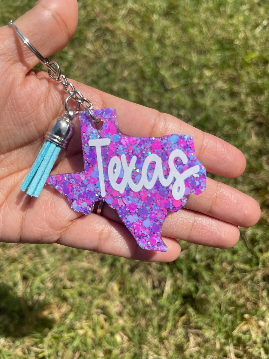 Texas Keychain With Tassel, State Keychain, Monogrammed Keychain With ...