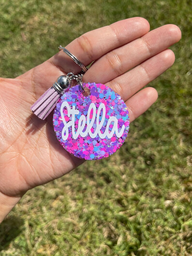 Confetti Keychain Monogram Keychain With Tassel Cotton | Etsy