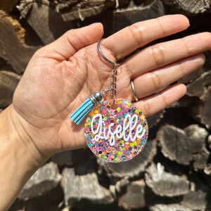 Confetti Keychain, Monogram Keychain With Tassel, Personalize It - Etsy