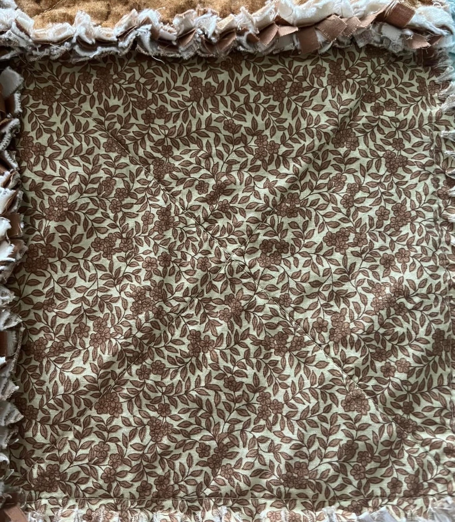 Handmade Hand-cut Rag Cloth Country/shabby Chic Quilt Brown Color ...
