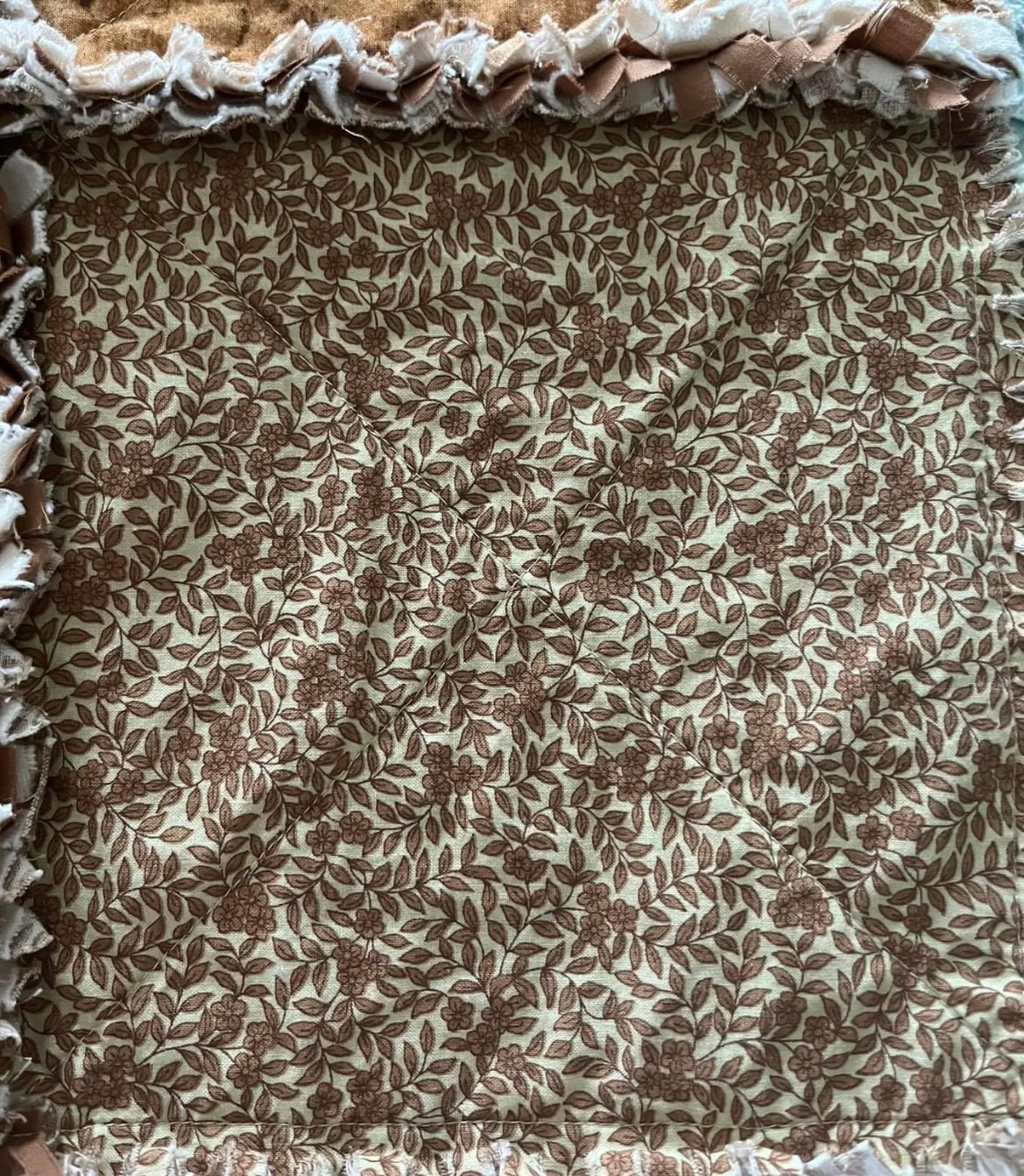 Handmade Hand-cut Rag Cloth Country/shabby Chic Quilt Brown Color ...