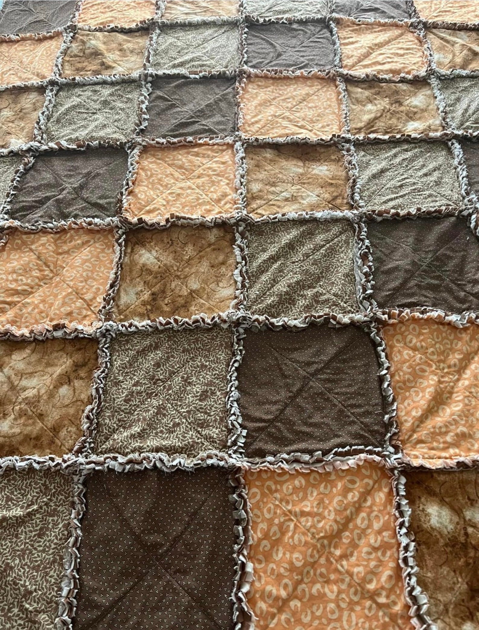 Handmade Hand-cut Rag Cloth Country/shabby Chic Quilt Brown Color ...