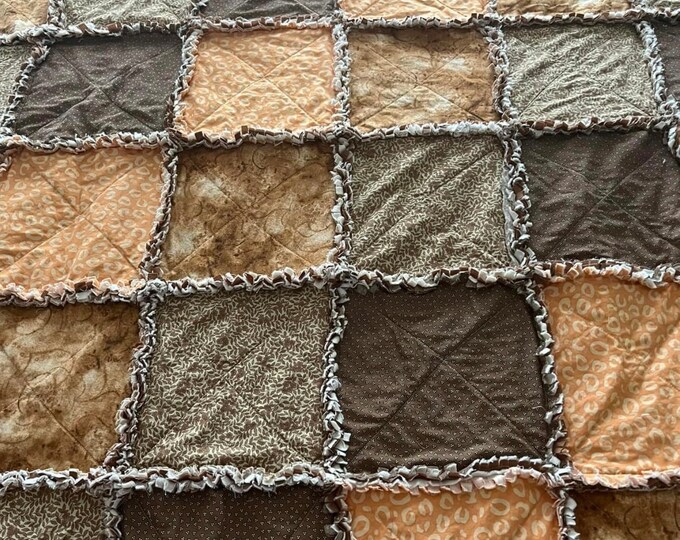 Handmade Hand-cut Rag Cloth Country/shabby Chic Quilt Brown Color ...