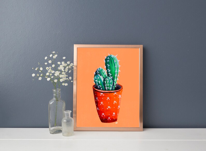 Cactus Art Print Cactus Wall Art Cactus Painting Potted - Etsy UK