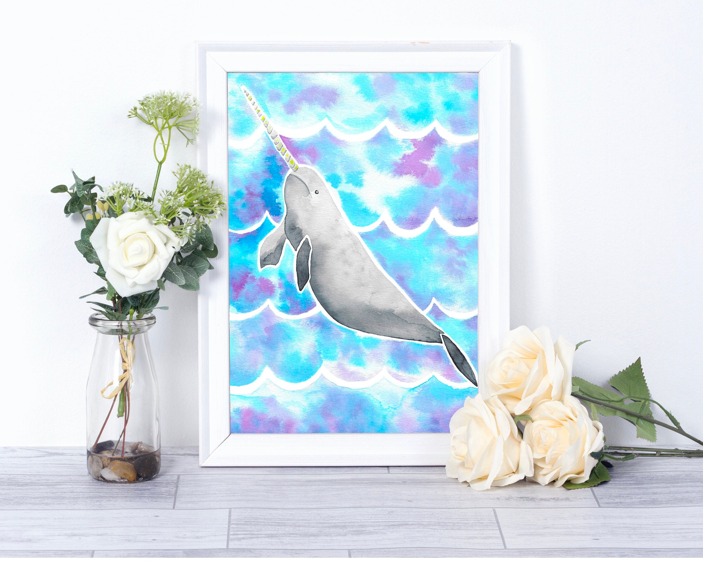 Narwal Art Print, Narwhal Wall Art, Narwhal Nursery Printable Art, Home ...