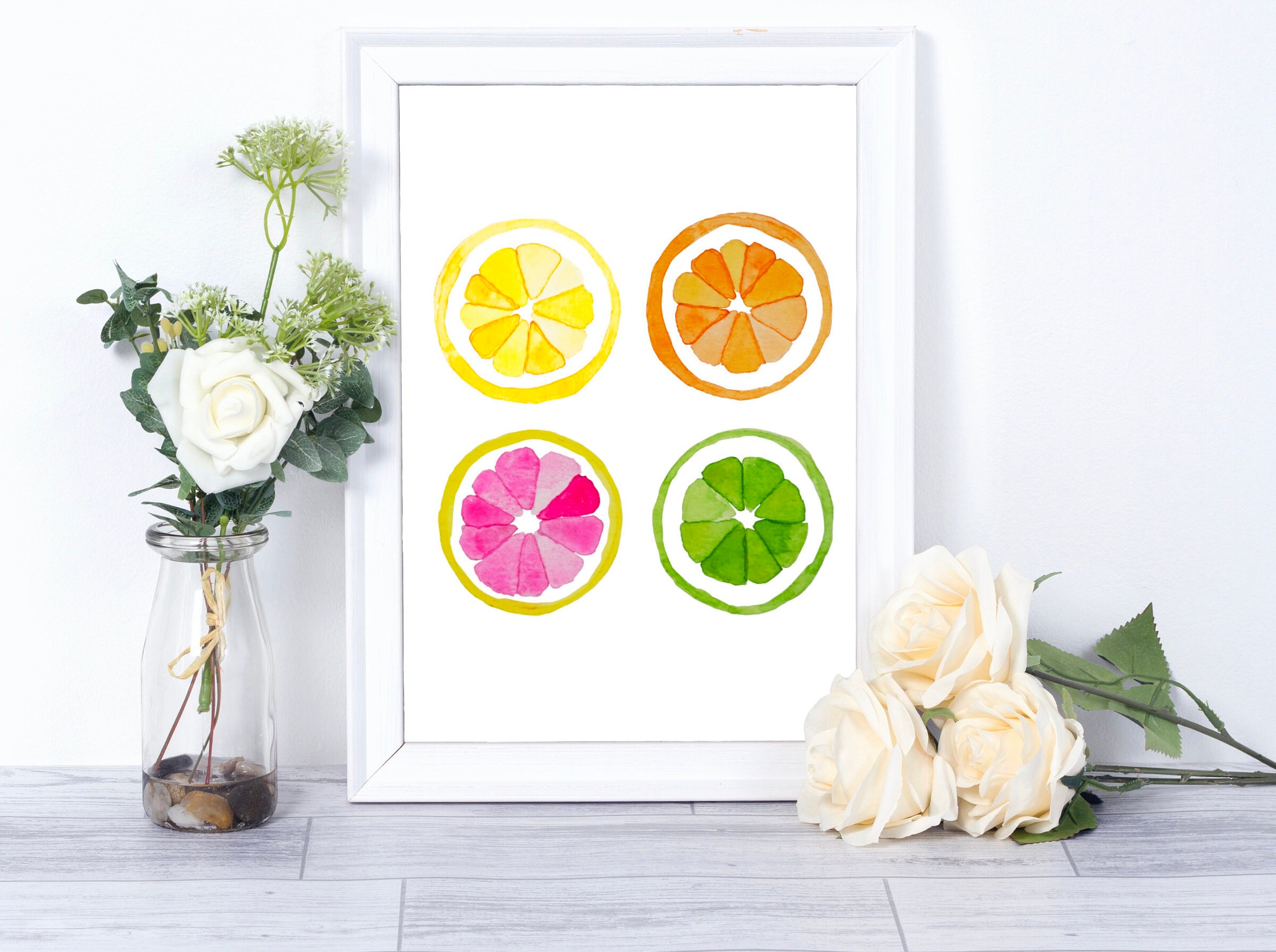 Citrus Fruit Watercolor Print, Fruit Wall Art, Tropical Fruit Printable ...