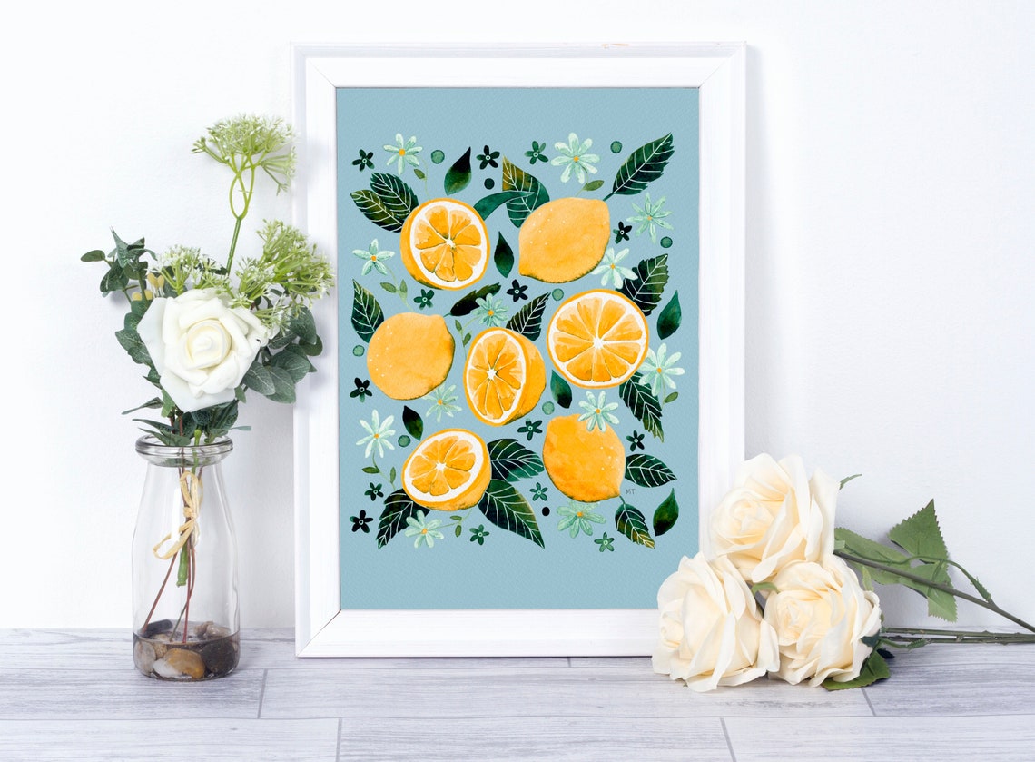Watercolor Oranges Print, Citrus Wall Art, Tropical Fruit Art Printable ...
