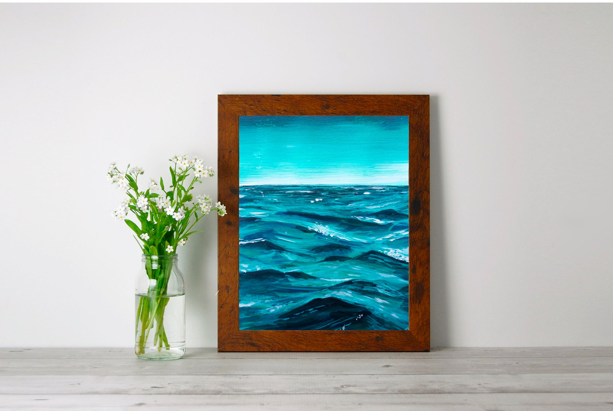 Ocean Waves Print, Blue Ocean Wall Art, Beach Home Decor, Sea Art ...