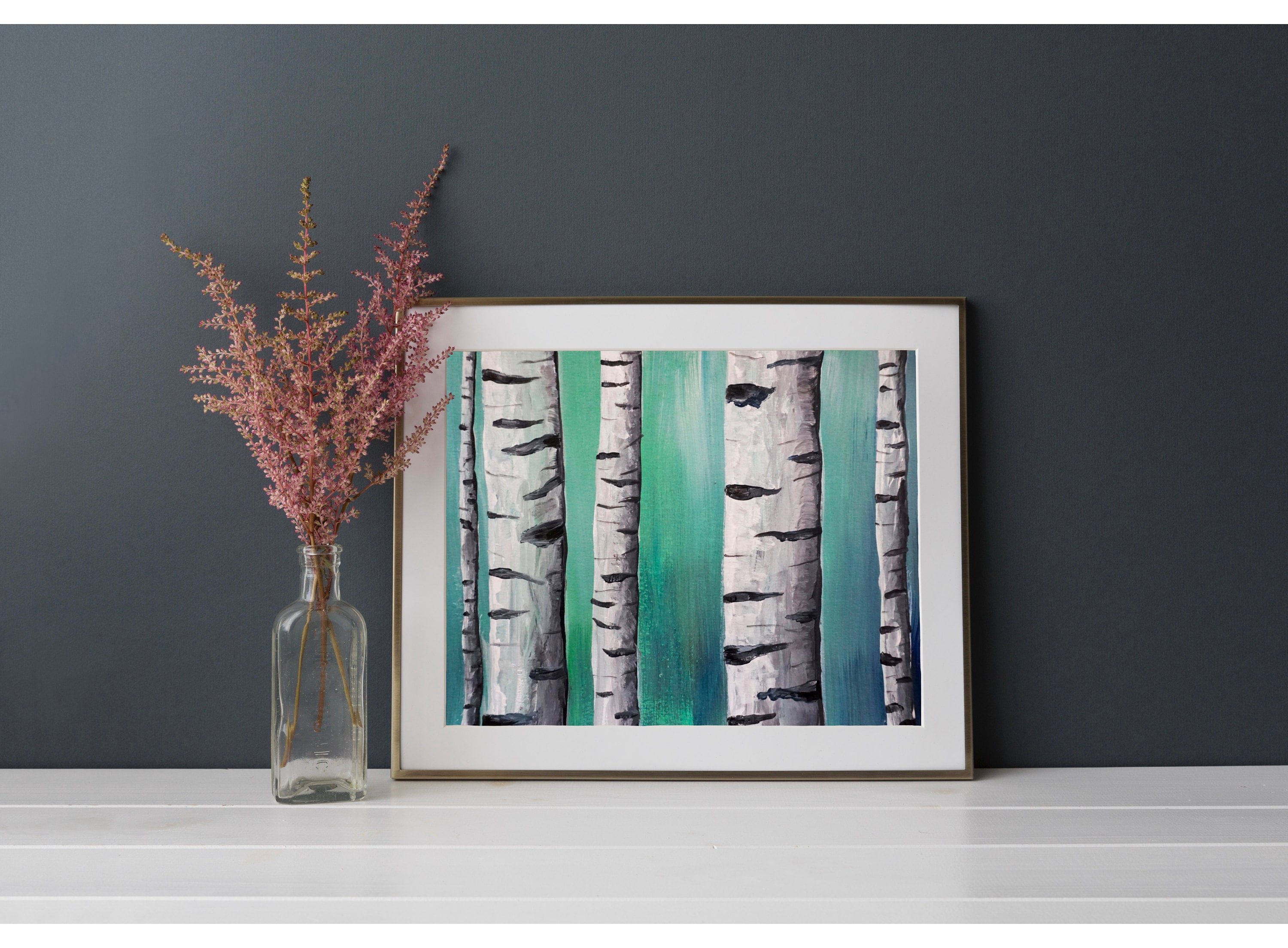 Birch Trees Art Print, Birch Trees Wall Art, Forest Landscape Art ...