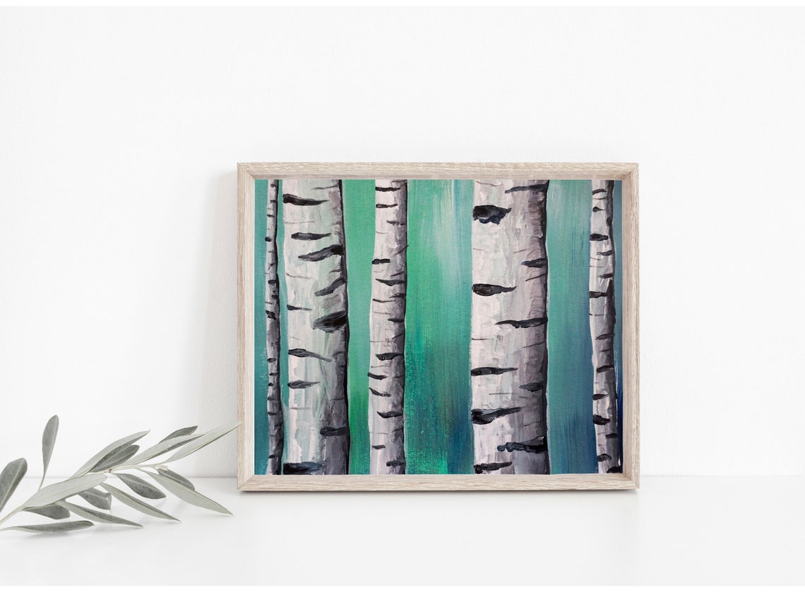 Birch Trees Art Print, Birch Trees Wall Art, Forest Landscape Art ...