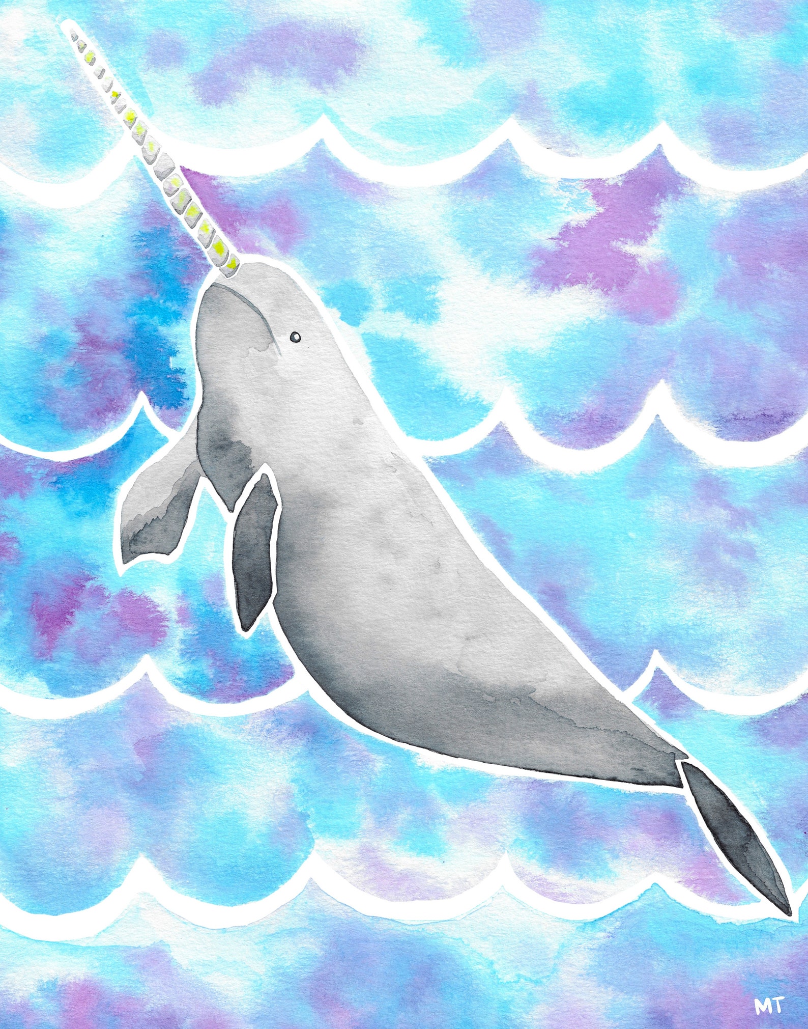 Narwal Art Print, Narwhal Wall Art, Narwhal Nursery Printable Art, Home ...