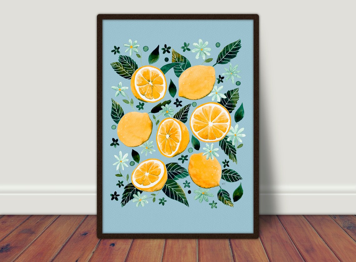 Watercolor Oranges Print, Citrus Wall Art, Tropical Fruit Art Printable ...