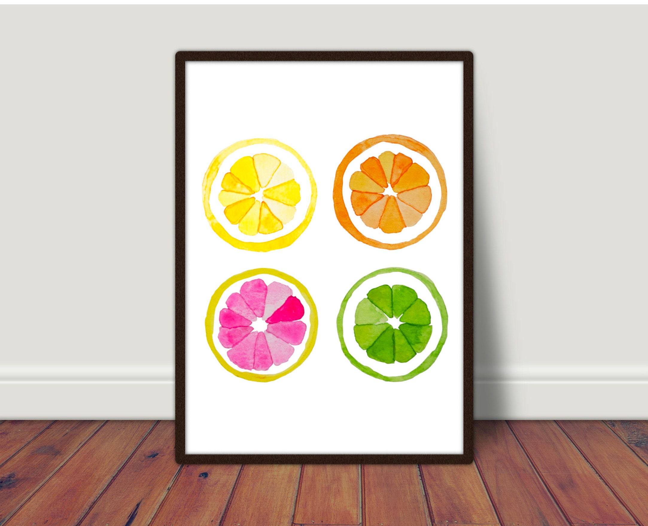 Citrus Fruit Watercolor Print, Fruit Wall Art, Tropical Fruit Printable ...