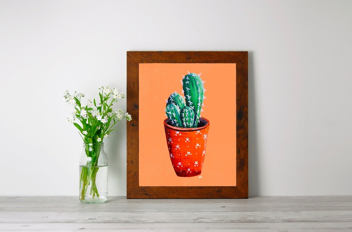 Cactus Art Print Cactus Wall Art Cactus Painting Potted - Etsy UK