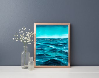 Large Ocean Print Serene Wall Art Print Blue Water Tropical - Etsy
